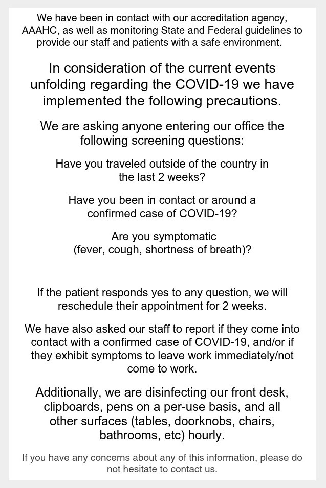 A Note On Our Health and Sanitation Practices – The Center for Cosmetic ...